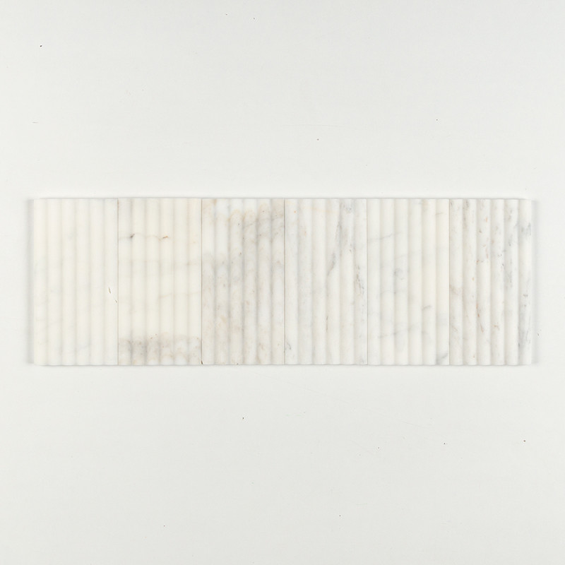 Calacatta Gold Royal Honed Flute Trim Marble Accent Tiles 6x12