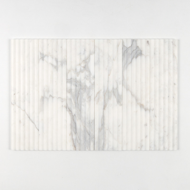 Calacatta Gold Royal Honed Flute Trim Marble Accent Tiles 6x24