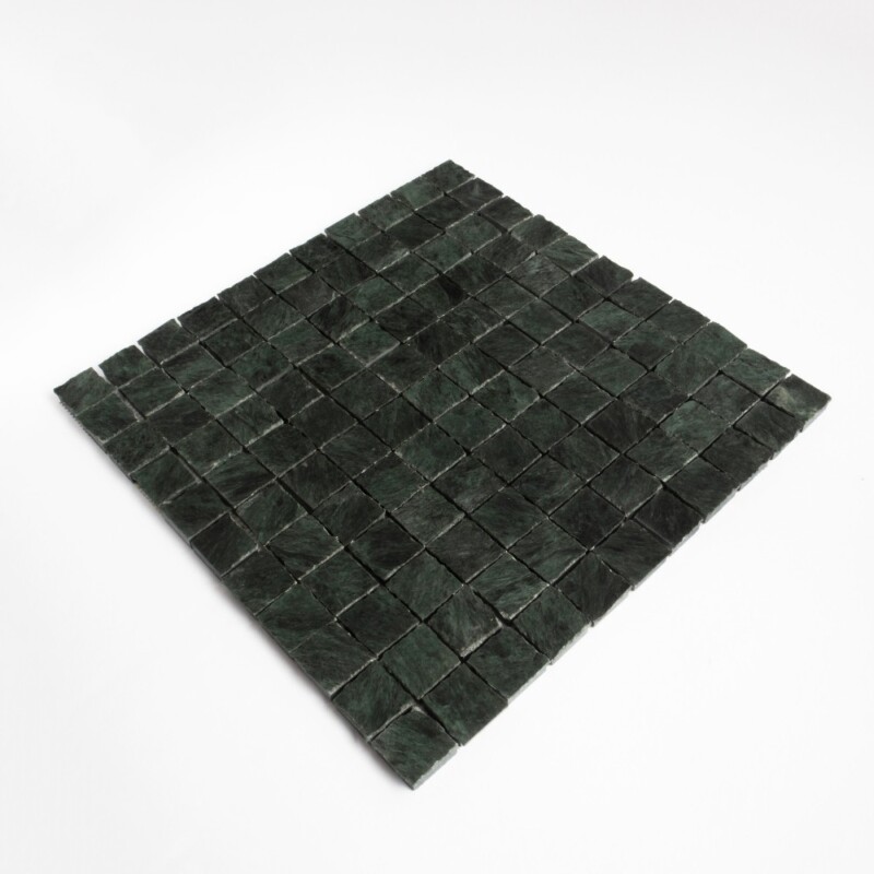 Verde Lucia Honed Hand Clipped 1x1 Marble Mosaics 11 3/4x11 3/4