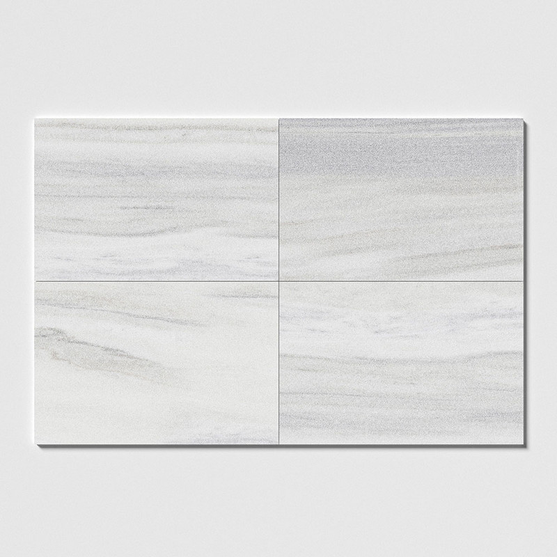 Skyline Vein Cut Leather Marble Tile | 16x24x1/2 | Gray Marble