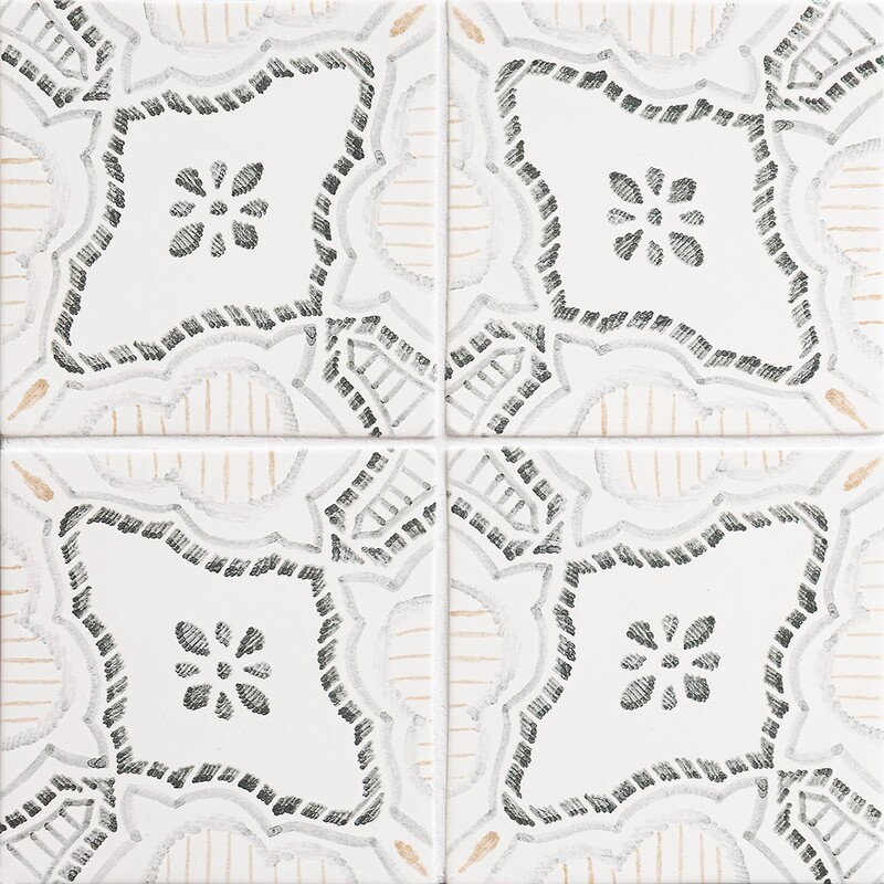 Palermo Bianco Glossy Ceramic Tile | 6×6 | Hand Painted Ceramic Tile