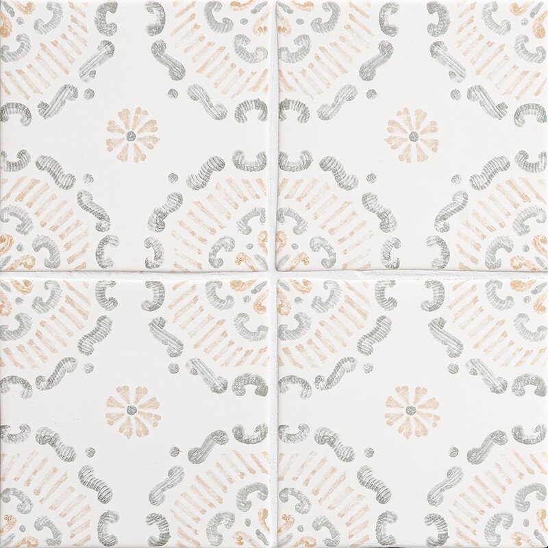 Milazzo Bianco Glossy Ceramic Tile | 6×6 | Hand Painted Ceramic Tile