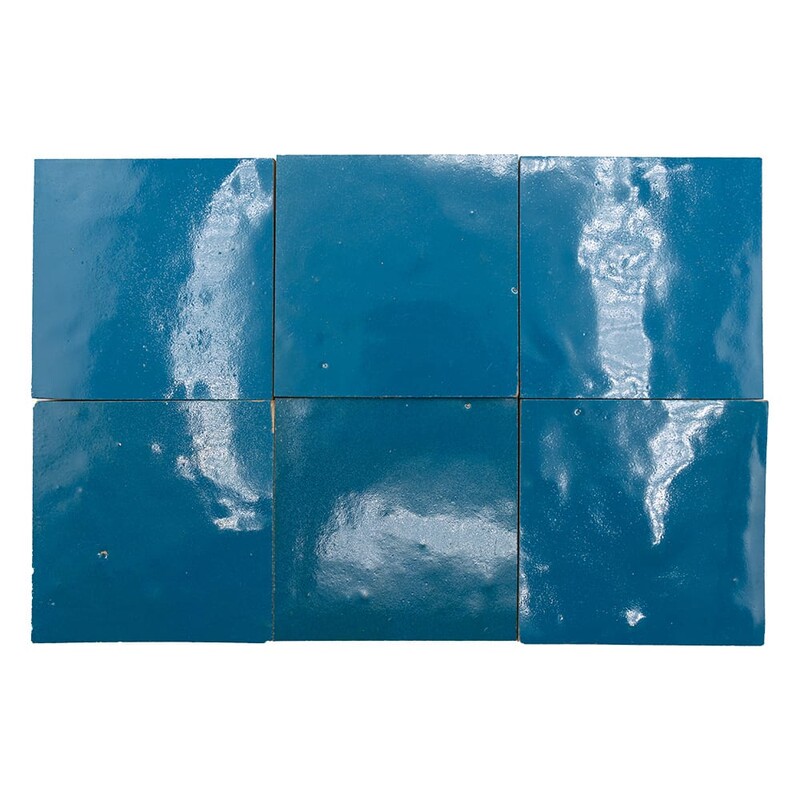 Blue Glossy Zellige Tiles 4x4