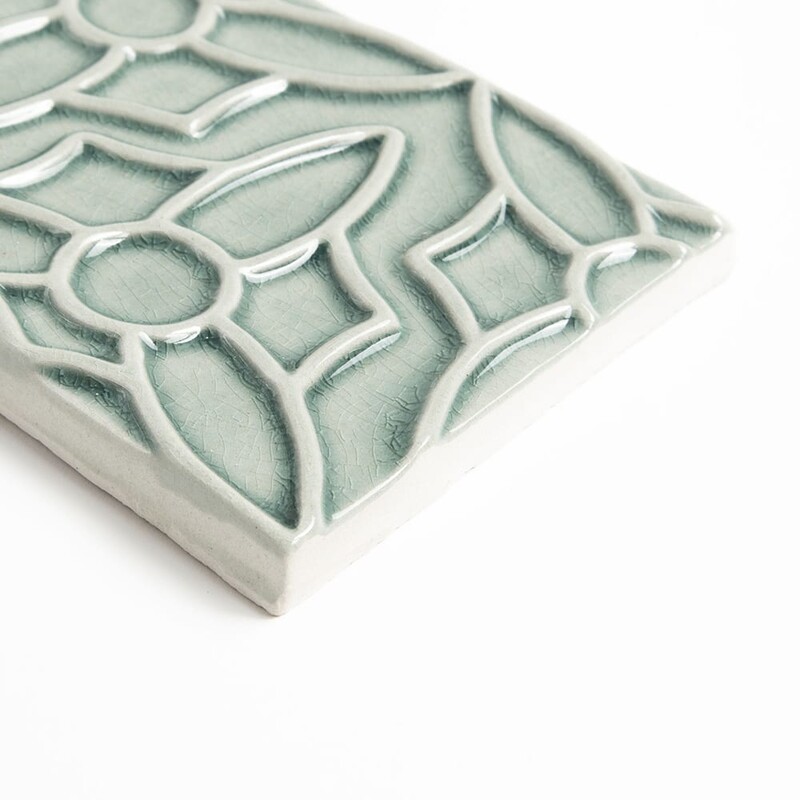 Hyacinth Crackled Barcelona Ceramic Accent Tile | Light Green Ceramic Tile