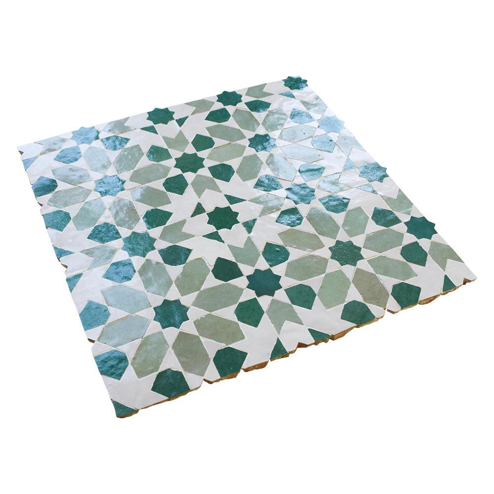 Turquoise, Dark Green Glossy Najma Zellige Mosaics 12x12