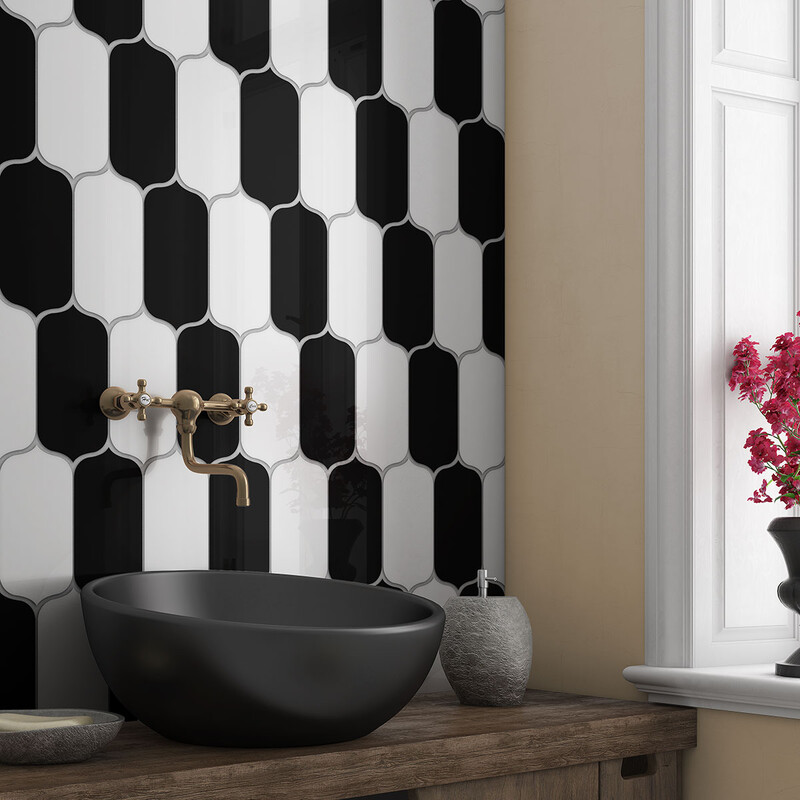 Royal White Glossy Tear Field Ceramic Tiles 3 5/8x8