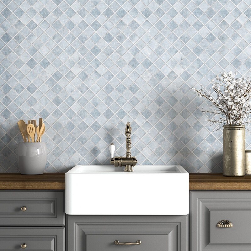 Allure Light Honed Hand Clipped 2x2 Marble Mosaics 12x12