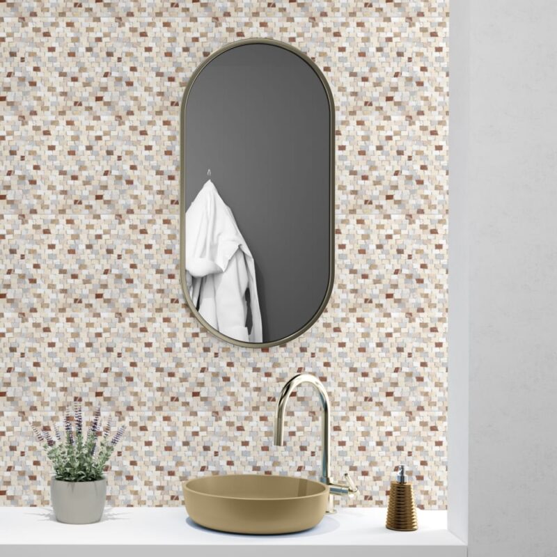 Multicolor Multi Finish Broken Joint Marble Mosaics 11 3/4x12
