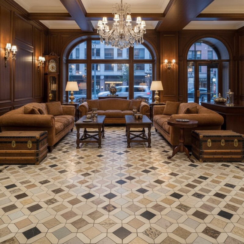 Multicolor Multi Finish Monarch Limestone Mosaics 12 5/8x12 5/8