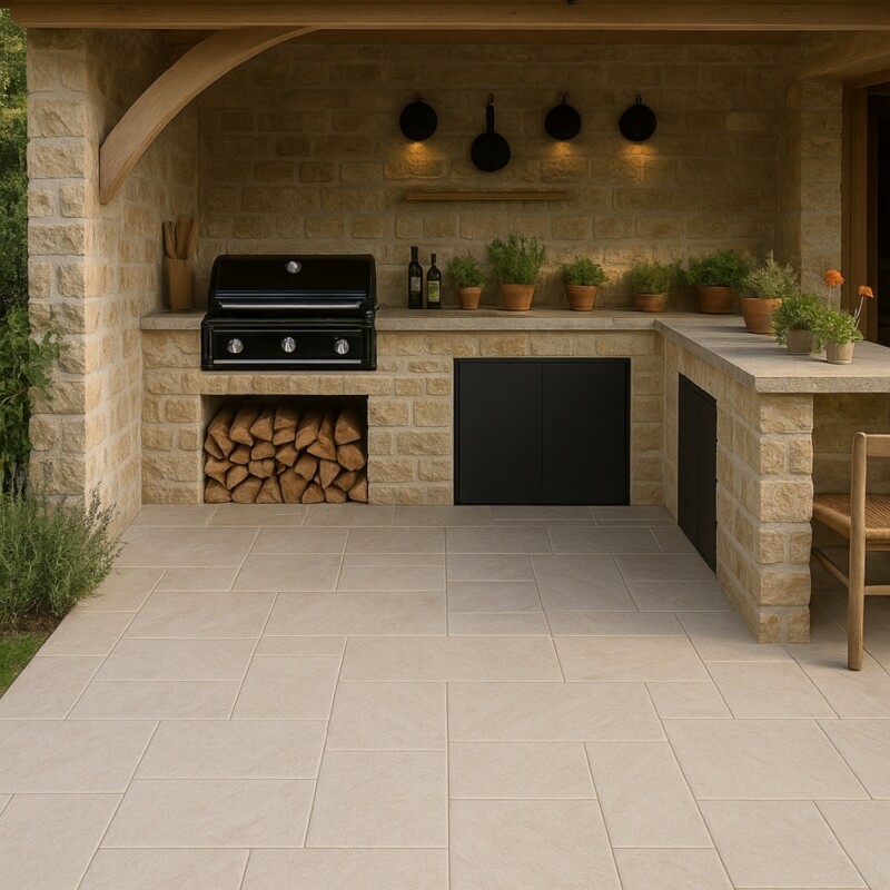 Skyline Vein Cut Textured Marble Pavers Versailles Pattern | Grey Marble