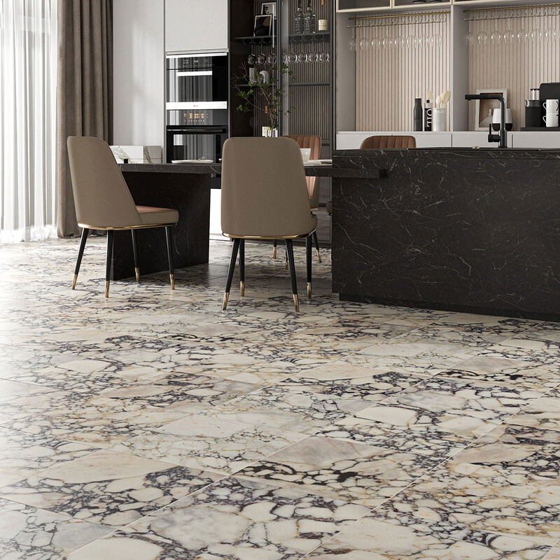 Calacatta Picasso Honed Marble Tile | 18×18 | Calacatta Marble
