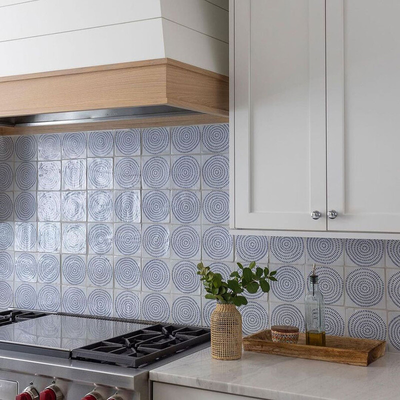 Batik 5 Square 1/2 Glazed Terracotta Tile | 6x6 | Hand Painted Tiles