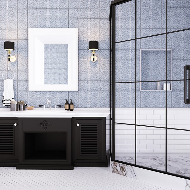 Slate Grey Glossy Layered Coral Ceramic Tile | 6×6 | Hand Painted Tiles