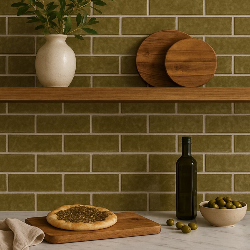 Seaweed Glossy Ceramic Tile | 2 1/4x7 7/8x3/8 | Yellow Ceramic