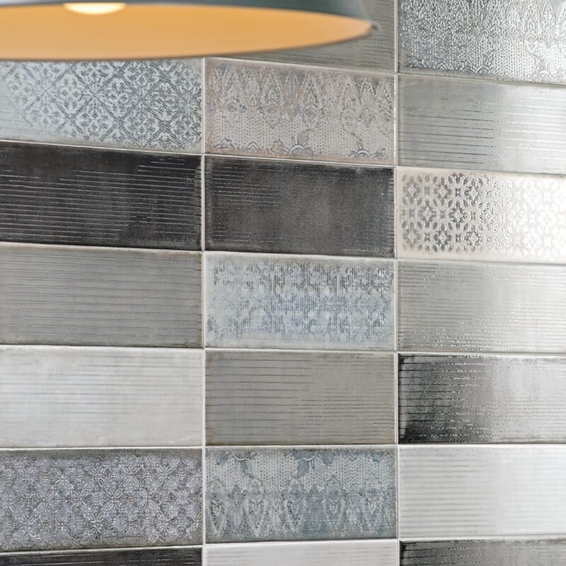 Grey Glossy Ceramic Accent Tiles | 4×12 | Gray Ceramic Tile