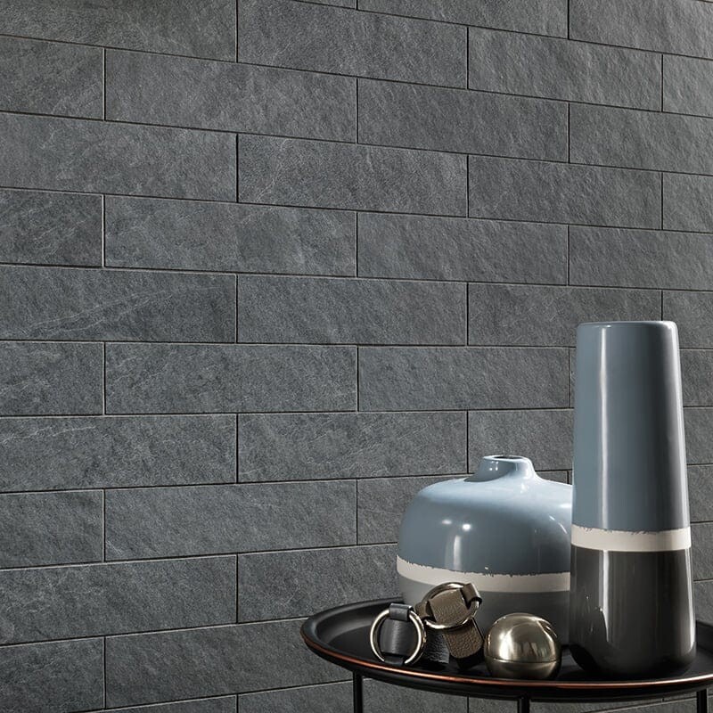 Gray Flow Matte 2 3/4x11 1/2 Brick Mesh Mount Stone Look Porcelain ...