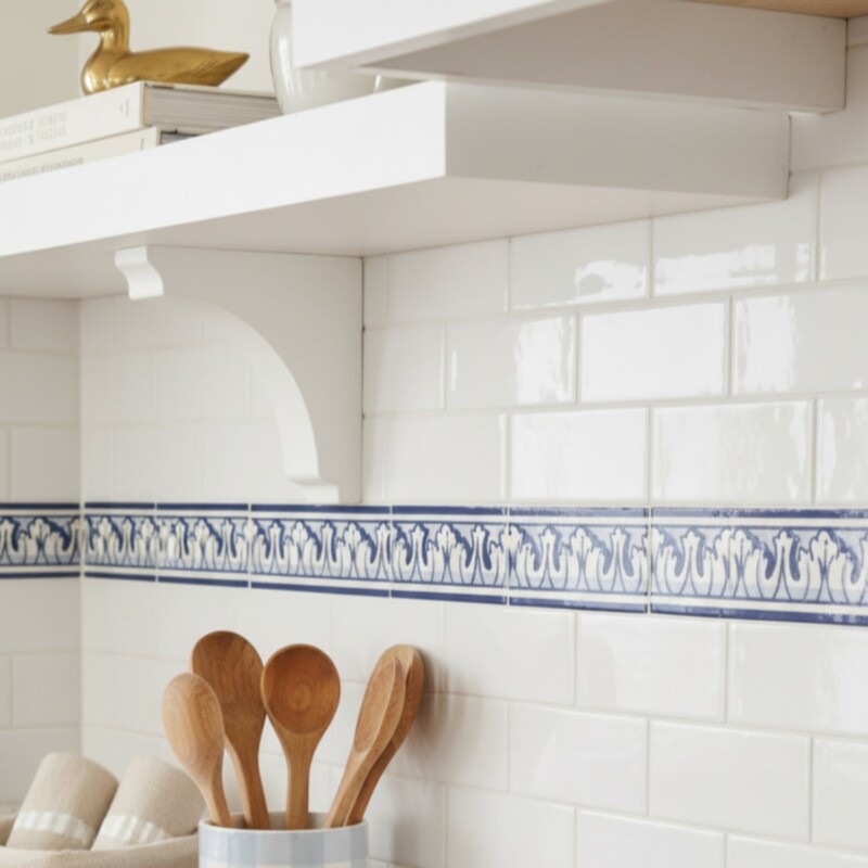 307 Blue Glazed Ceramic Border Tiles | 3×6 | Blue and White Tile