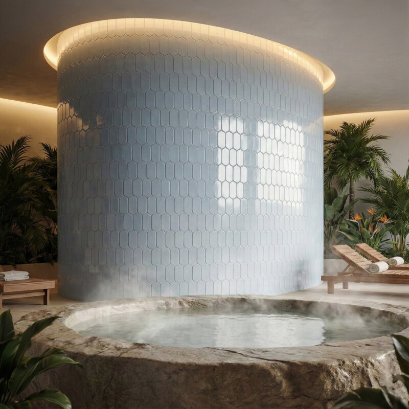 Vinca Crackled Tear Field Ceramic Tile | Light Blue Ceramic Tile
