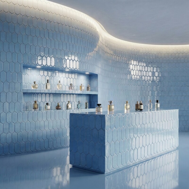 Vinca Crackled Tear Field Ceramic Tile | Light Blue Ceramic Tile