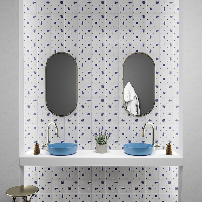 Pure White, Iris Glossy Serendipity Ceramic Tile | 6x6 | Hand Painted Tiles