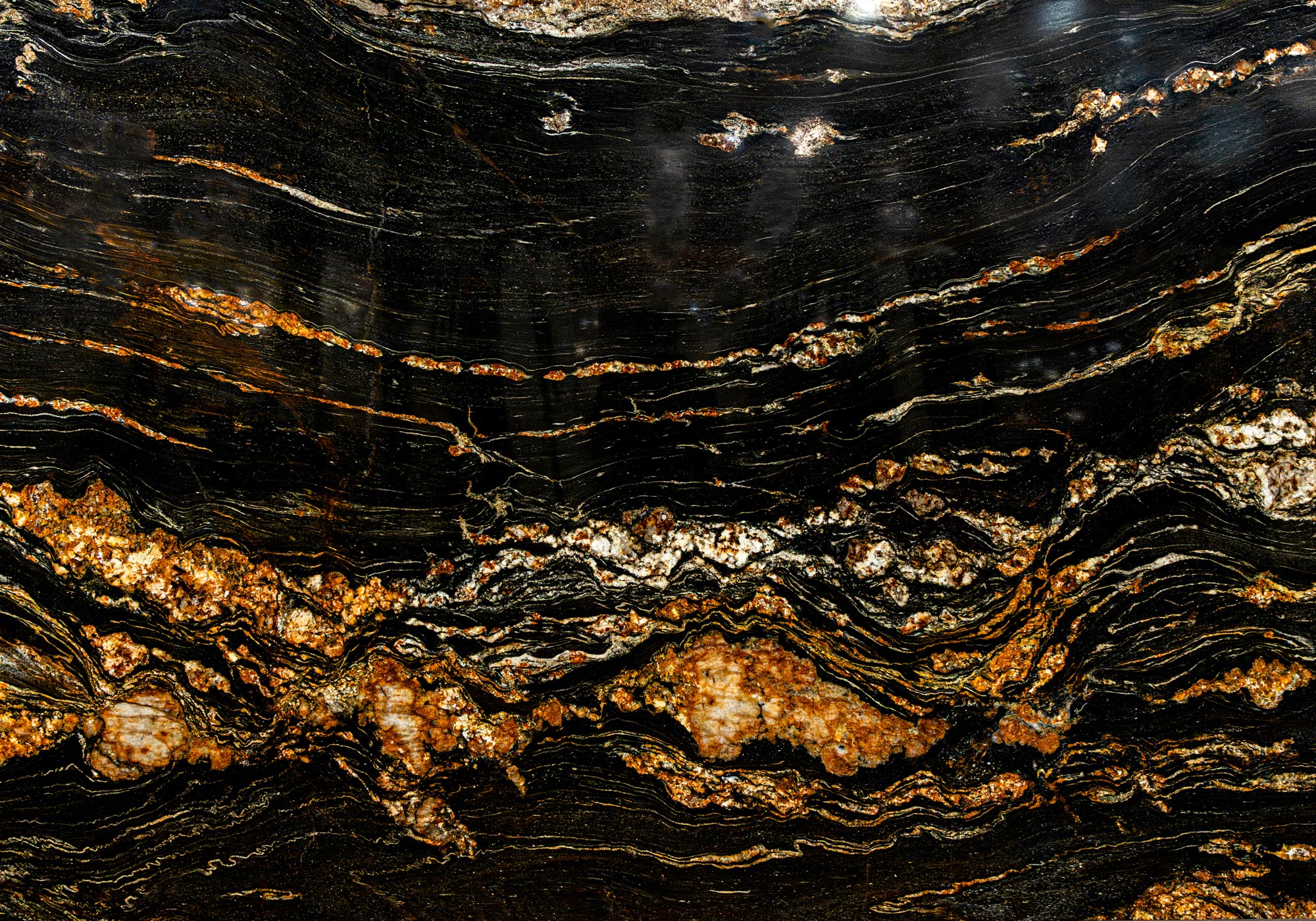Black Fusion Polished Granite Slab Random